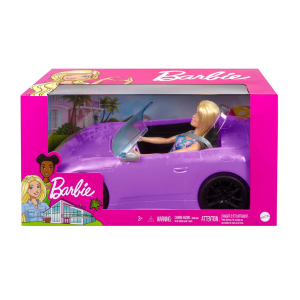 HBY29 Papusa Barbie si masina decapotabila mov | jocuri